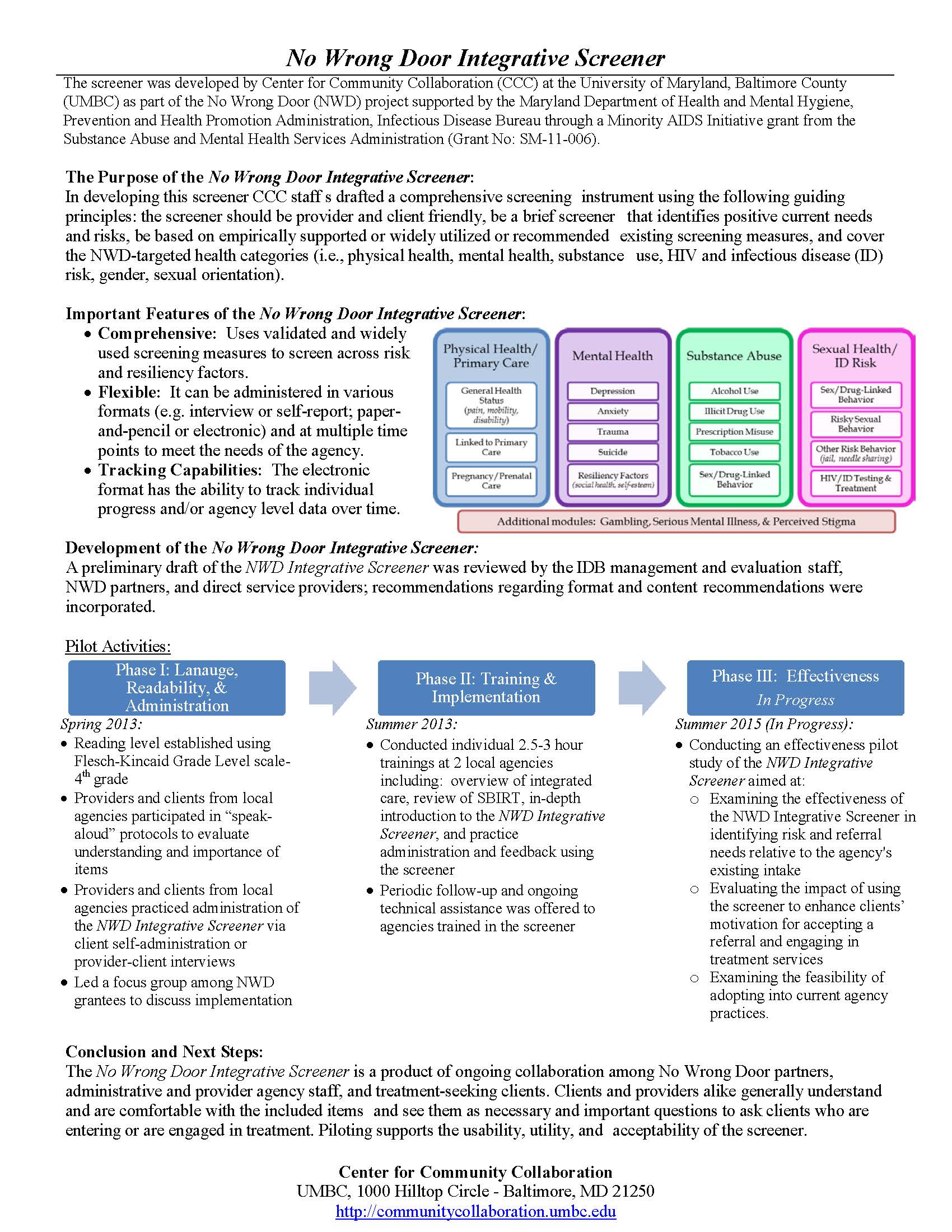 01 1-page Info Flyer - Center for Community Collaboration - UMBC